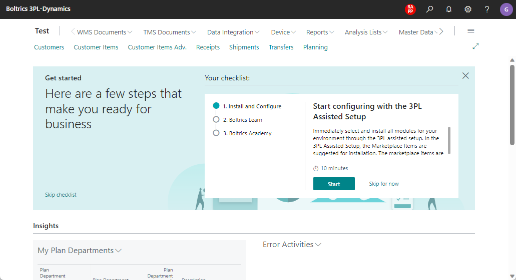 Assisted Company Setup | Learn 3PL Dynamics