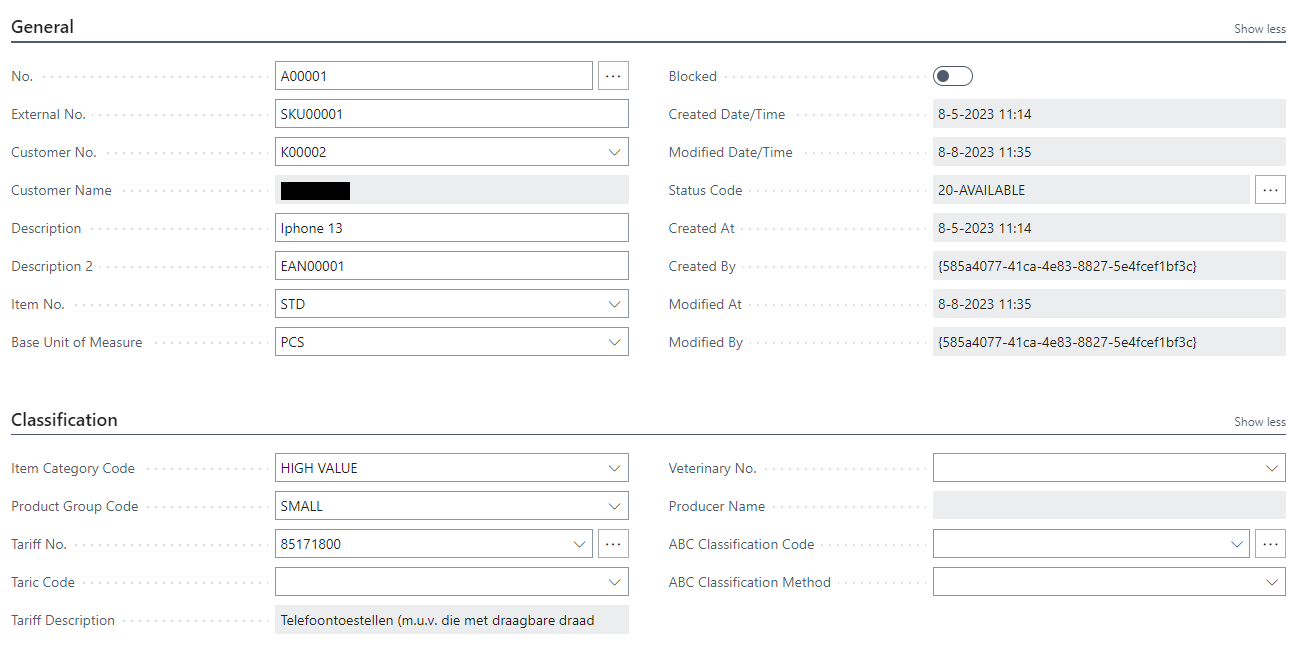 Customer Item | Learn 3PL Dynamics
